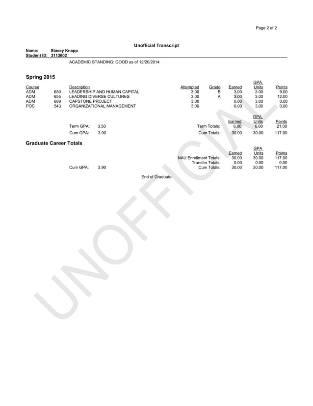 NEWEST TRANSCRIPT 2015 | PDF