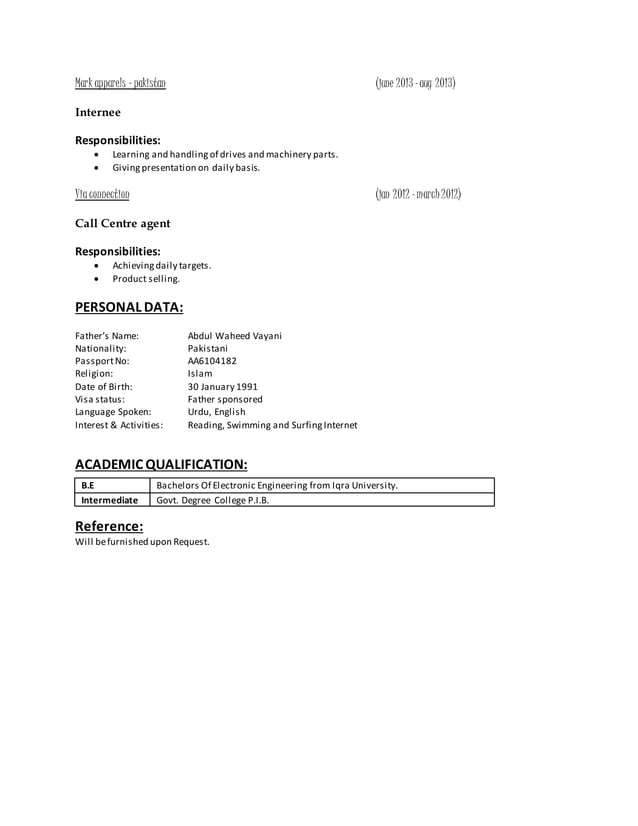 mehak cv | DOCX