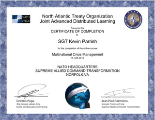 NATO JADL Certificate for Crisis Management Course | PPT