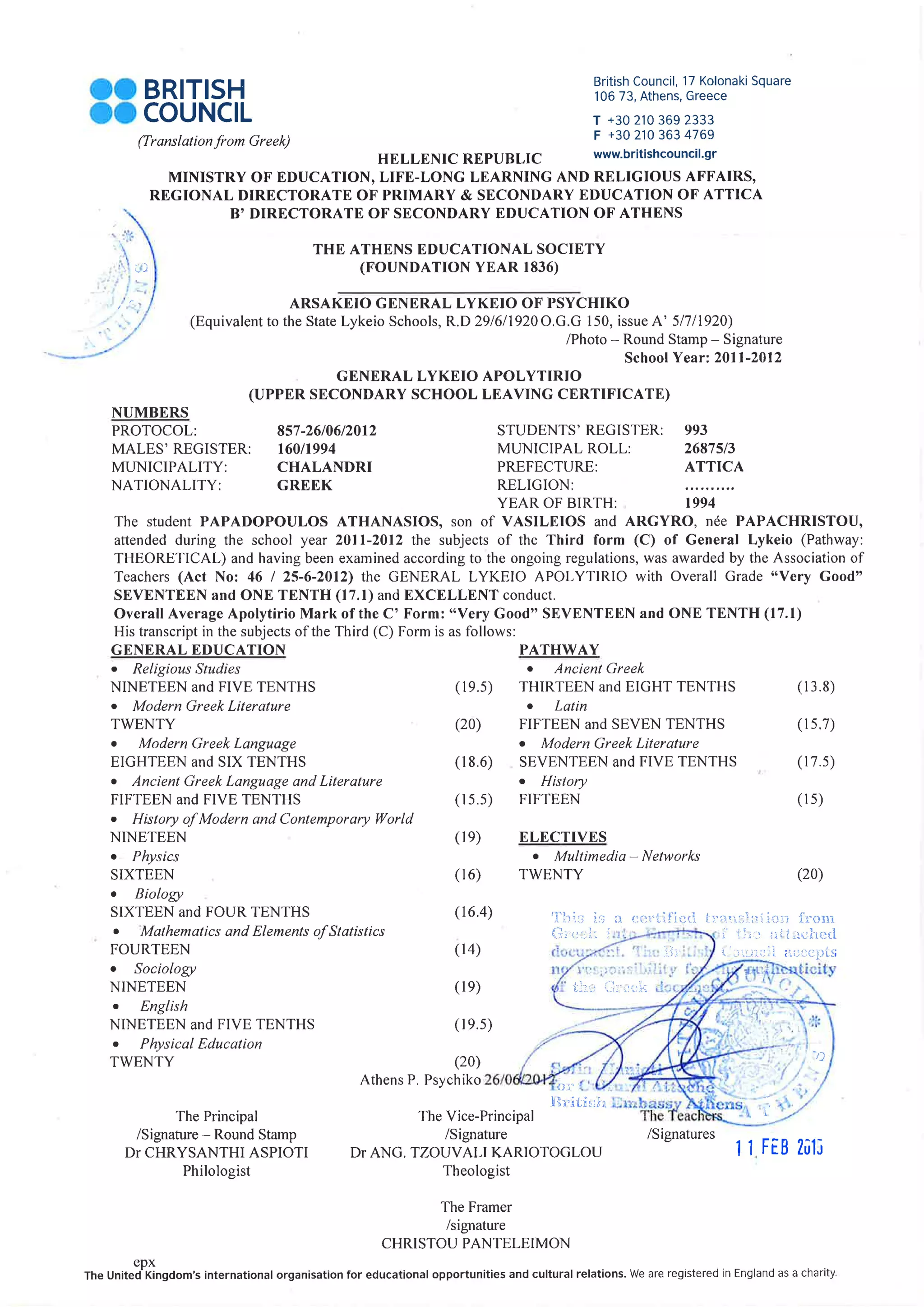 upper secondary school leaving certificate | PDF