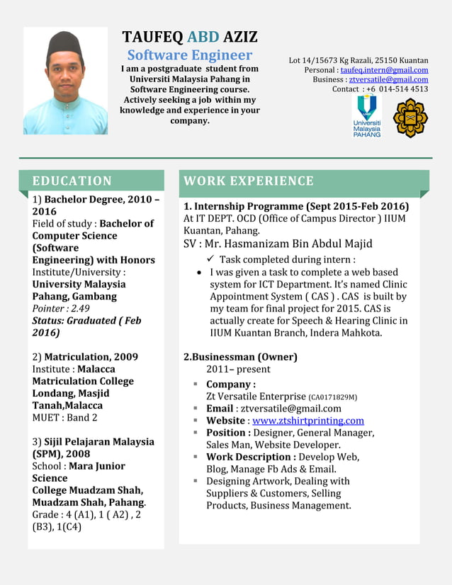 RESUME TAUFEQ ABD AZIZ | PDF | Web Development | Internet