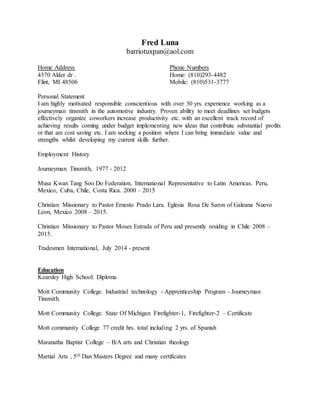 Fred Luna Resume bilingual addition including personal statement (1 ...