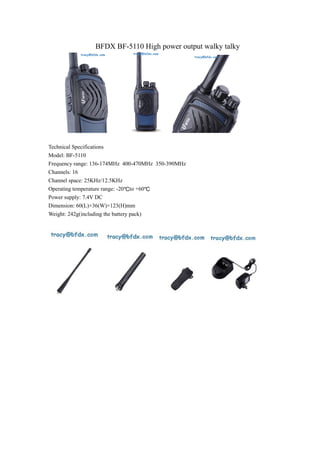 Bfdx bf 5110 high power output walky talky | DOC