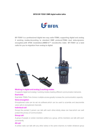 Bfdx bf-td501 dmr digital walkie talkie | DOC
