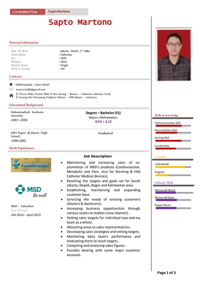 CV Sapto Martono | PDF