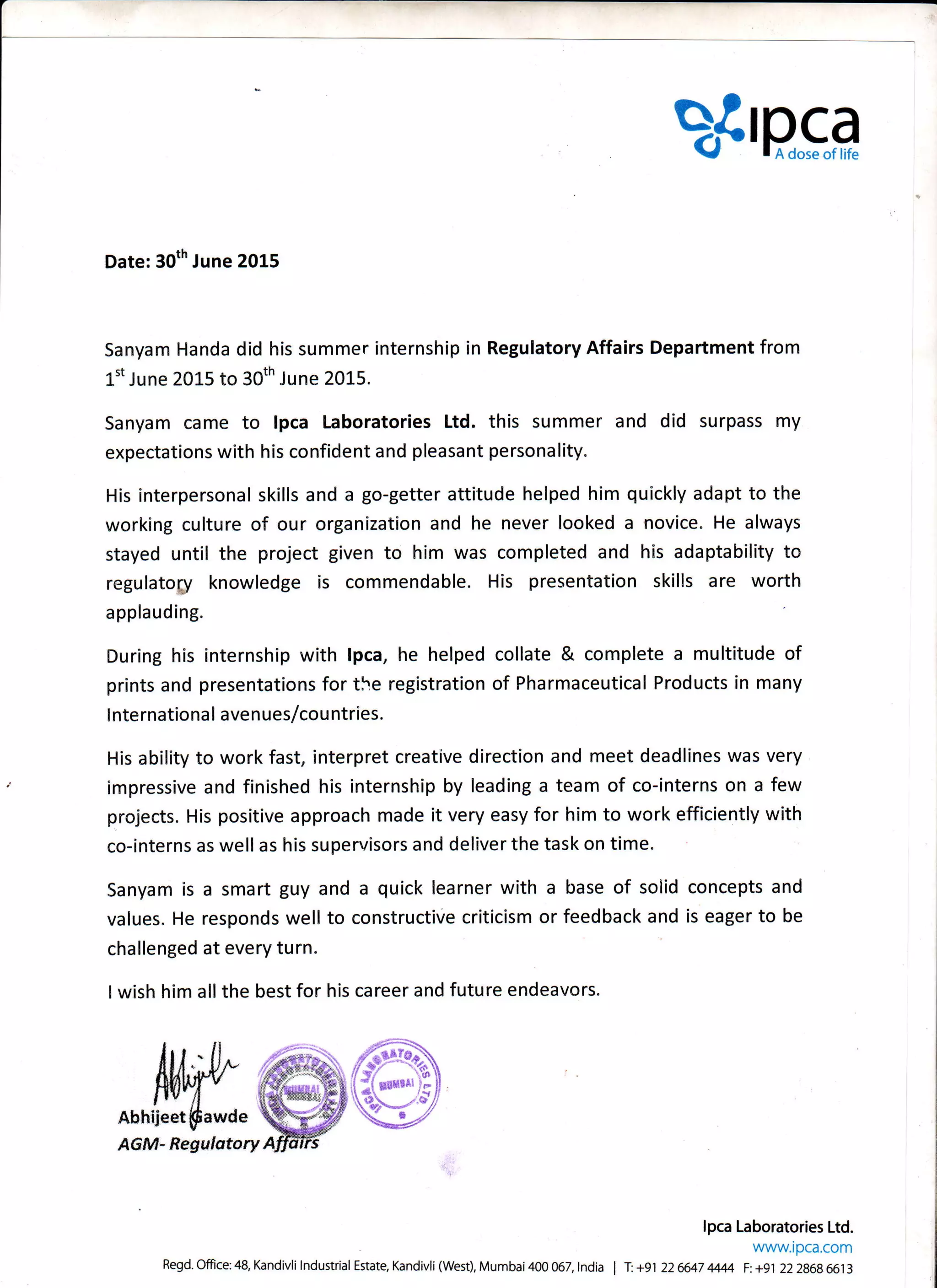Ipca Review Letter.PDF