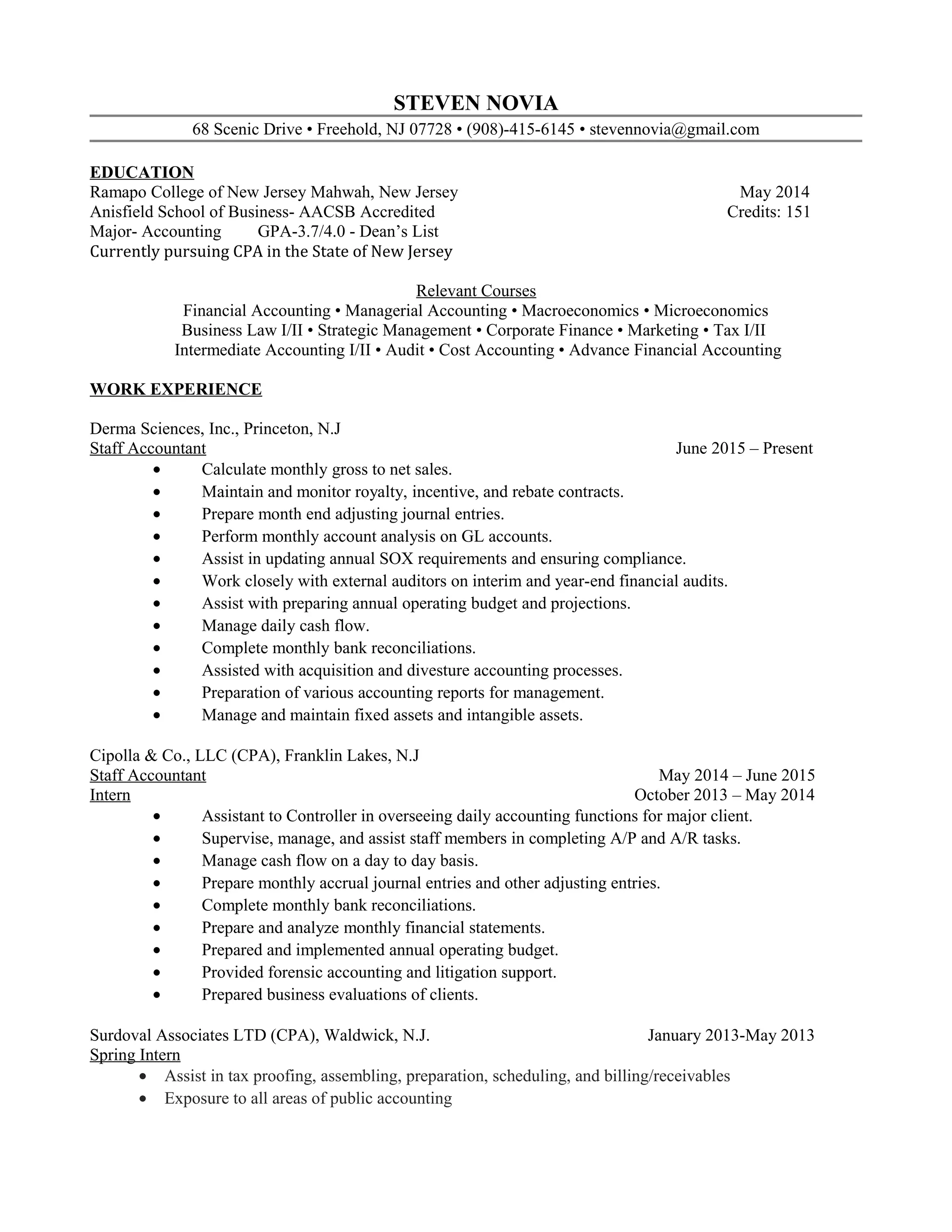 Steve Novia Resume | DOC