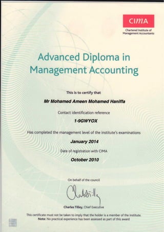 10. CIMA - Managerial Certificate | PDF