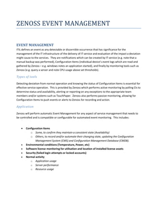 ZENOSS EVENT MANAGEMENT | PDF