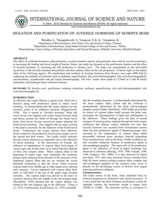 34.Isolation and purification of juvenile hormone of Bombyx mori | PDF