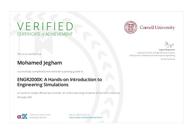 CornellX ENGR2000X Certificate | edX