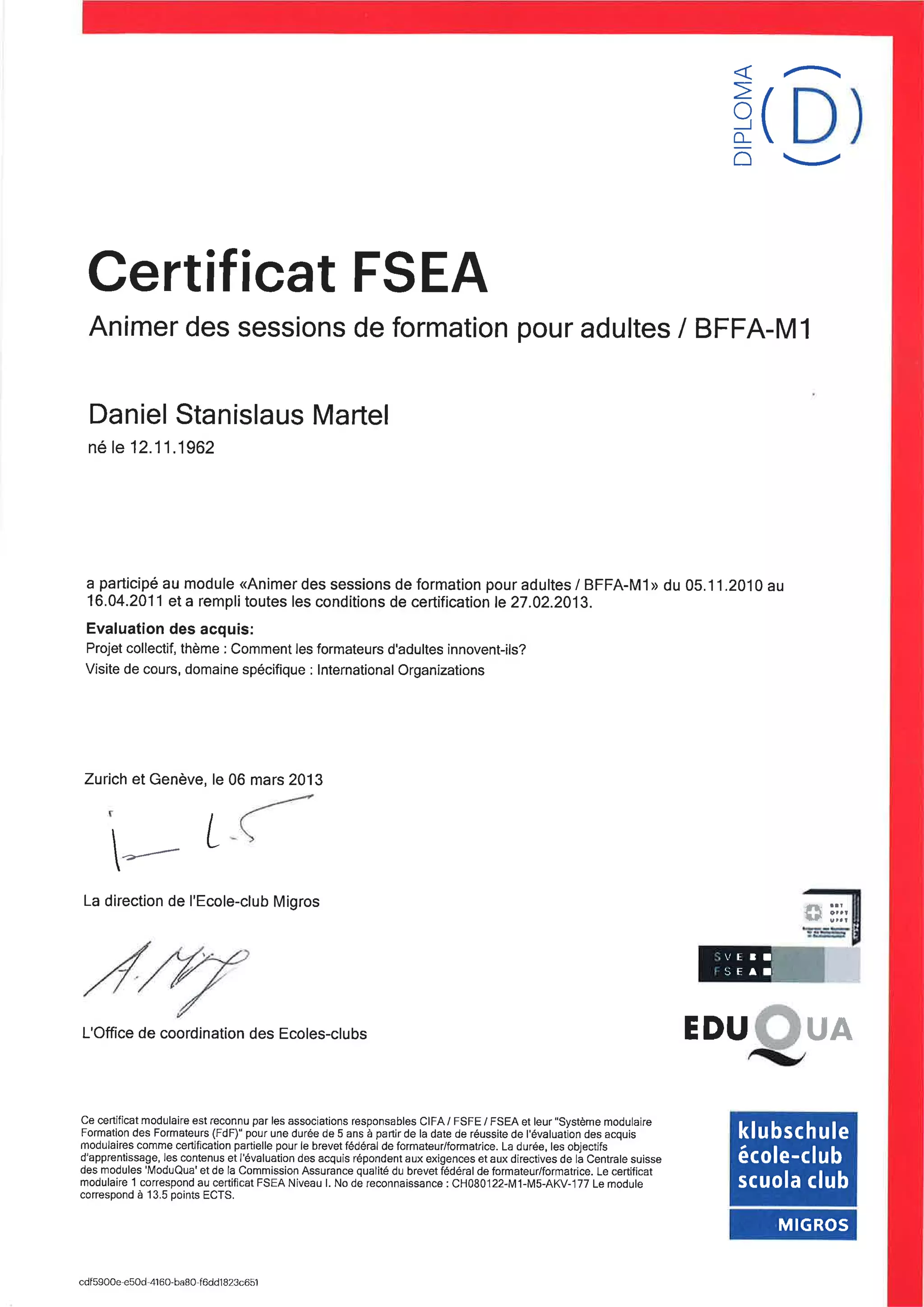 Certificat FSEA | PDF