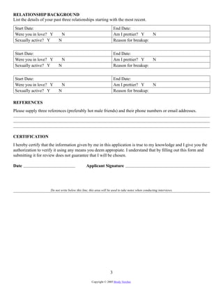 Official Boyfriend Application Form