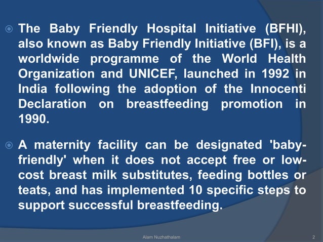 Baby Friendly Hospital Initiative (BFHI Ten Successful Steps) | PDF ...