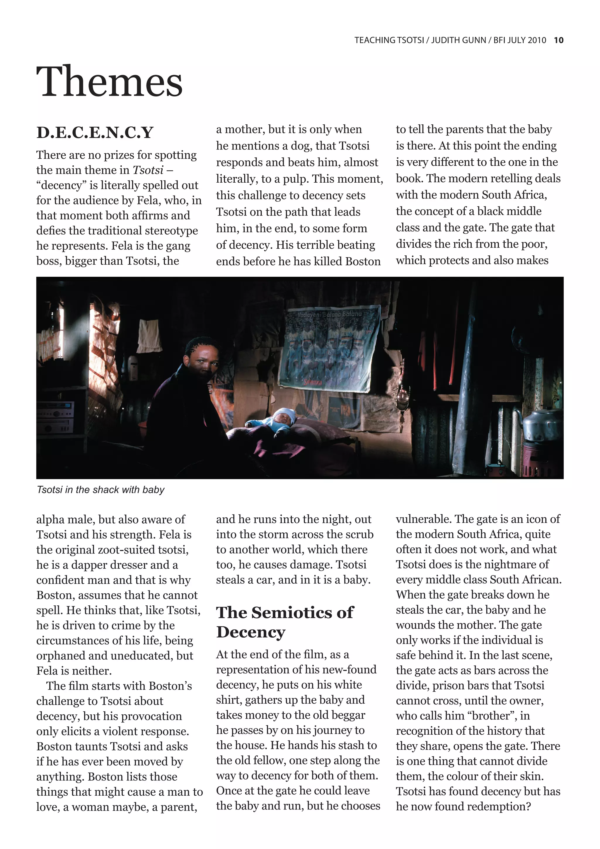 Teaching Tsotsi: Notes | PDF