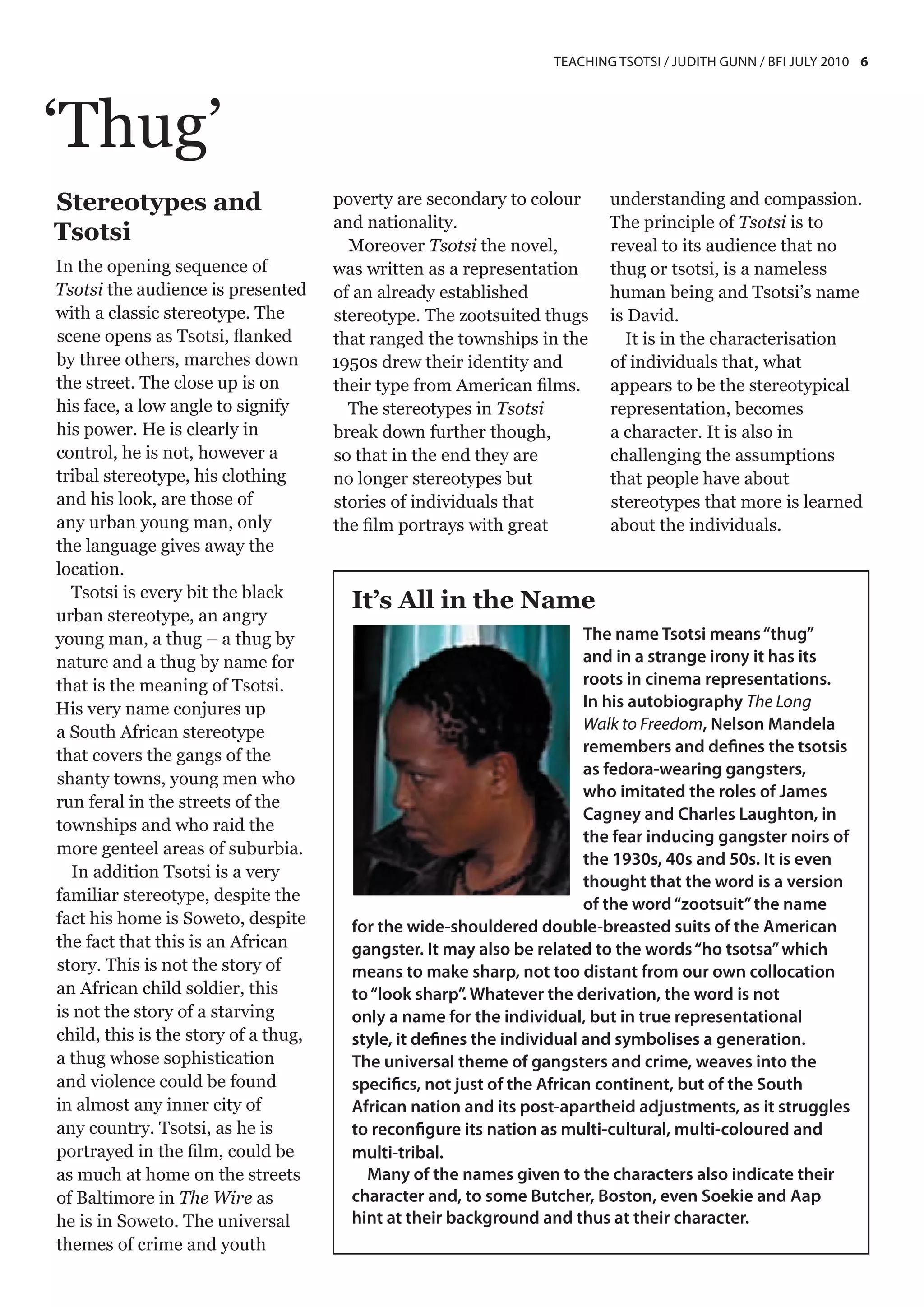 Teaching Tsotsi: Notes | PDF