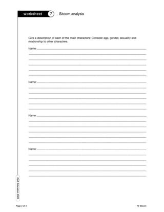 BFI TV Sitcom Worksheets | PDF