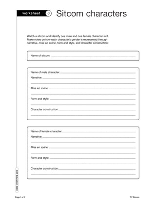 BFI TV Sitcom Worksheets | PDF