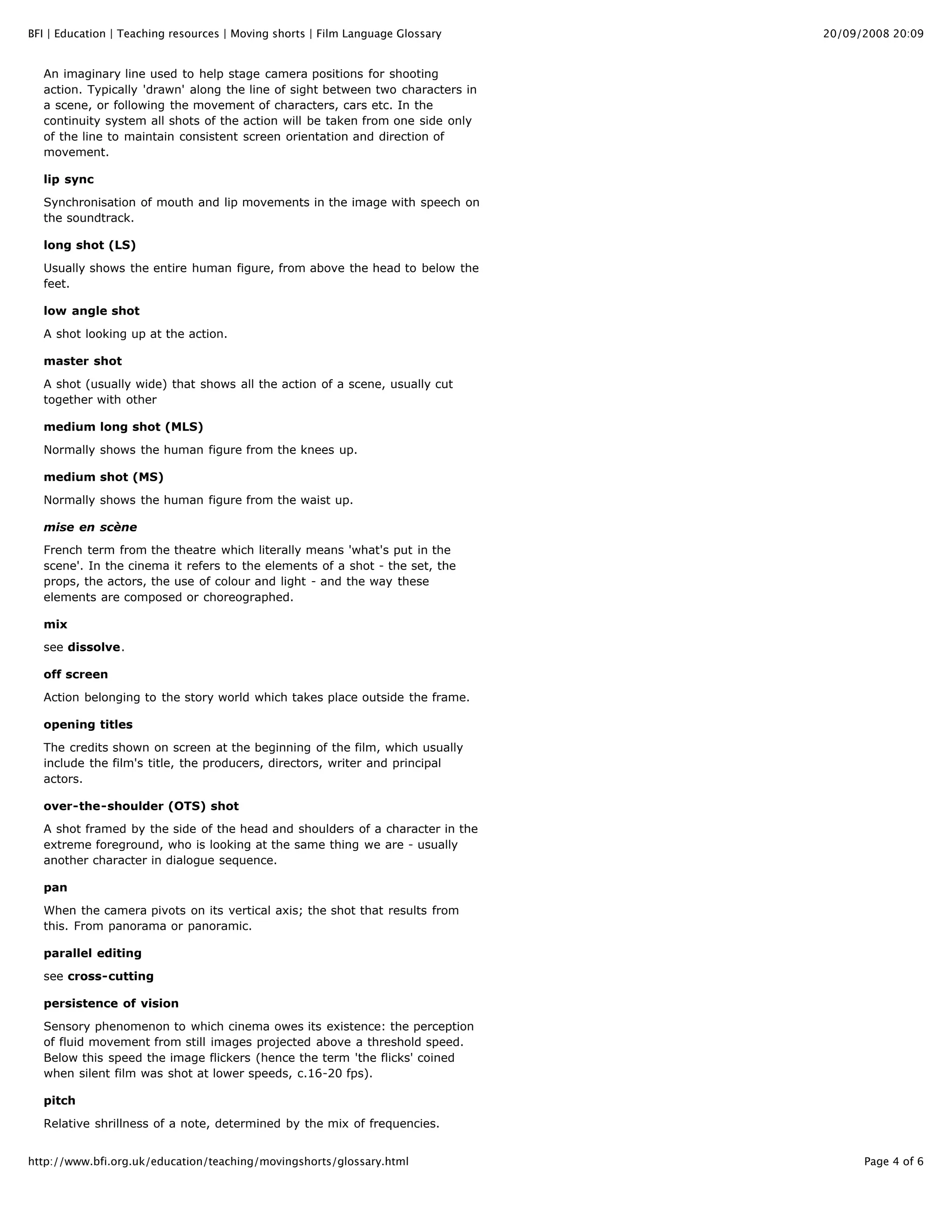 Bfi film language glossary | PDF