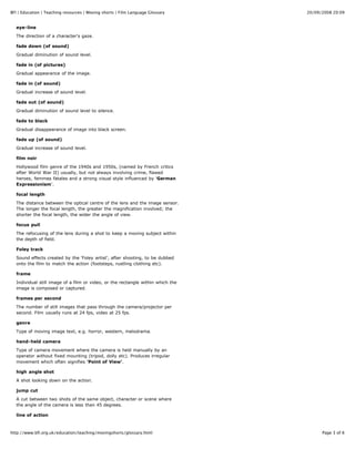 Bfi film language glossary | PDF