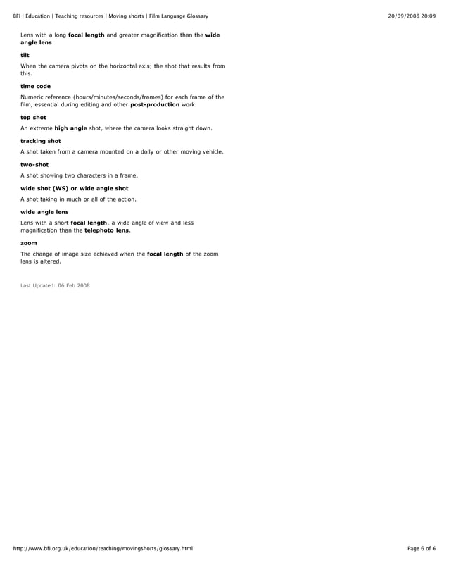 Bfi film language glossary | PDF