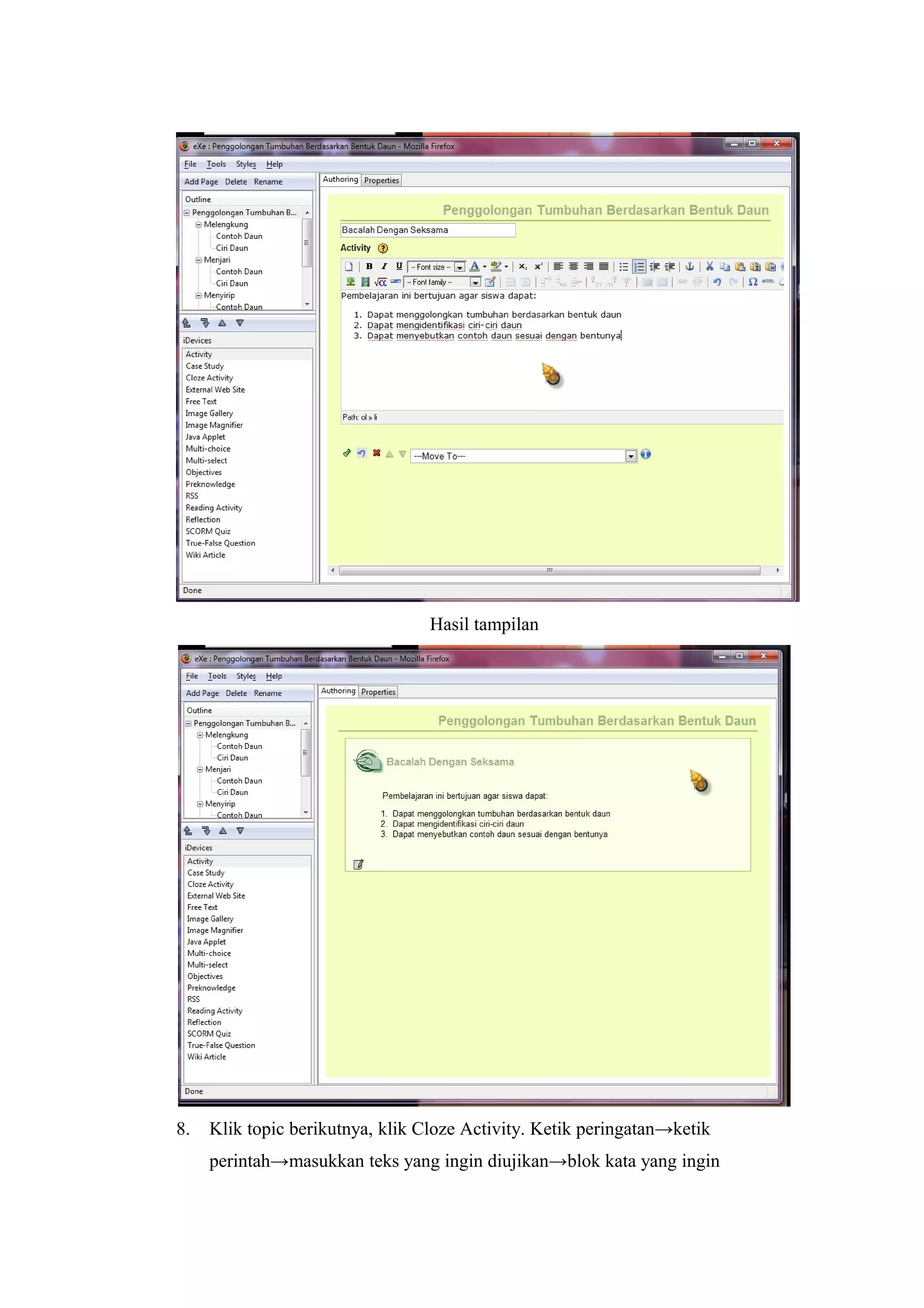 Langkah-langkah menggunakan ELearning XHTML editor (eXe) | DOC