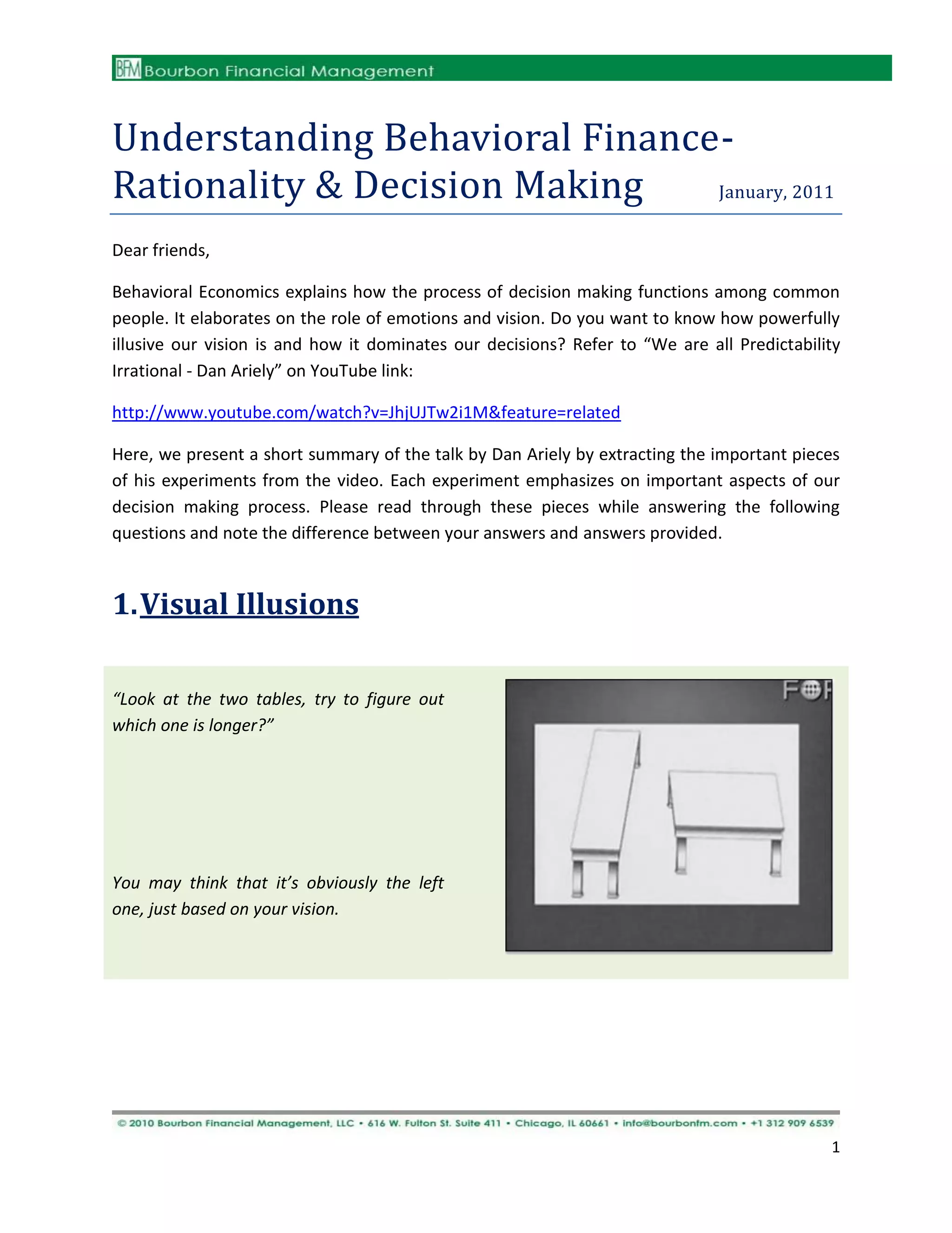 Understanding Behavioral Finance- Rationality & Decision Making | PDF
