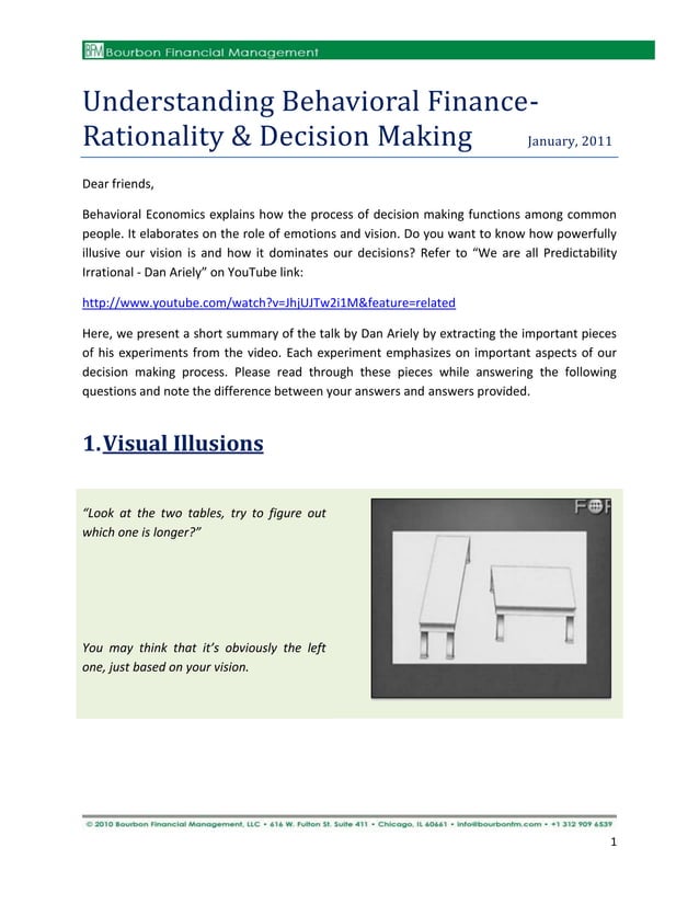 Understanding Behavioral Finance- Rationality & Decision Making | PDF