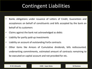 CAIIB Super Notes: Bank Financial Management: Module D: Balance Sheet ...