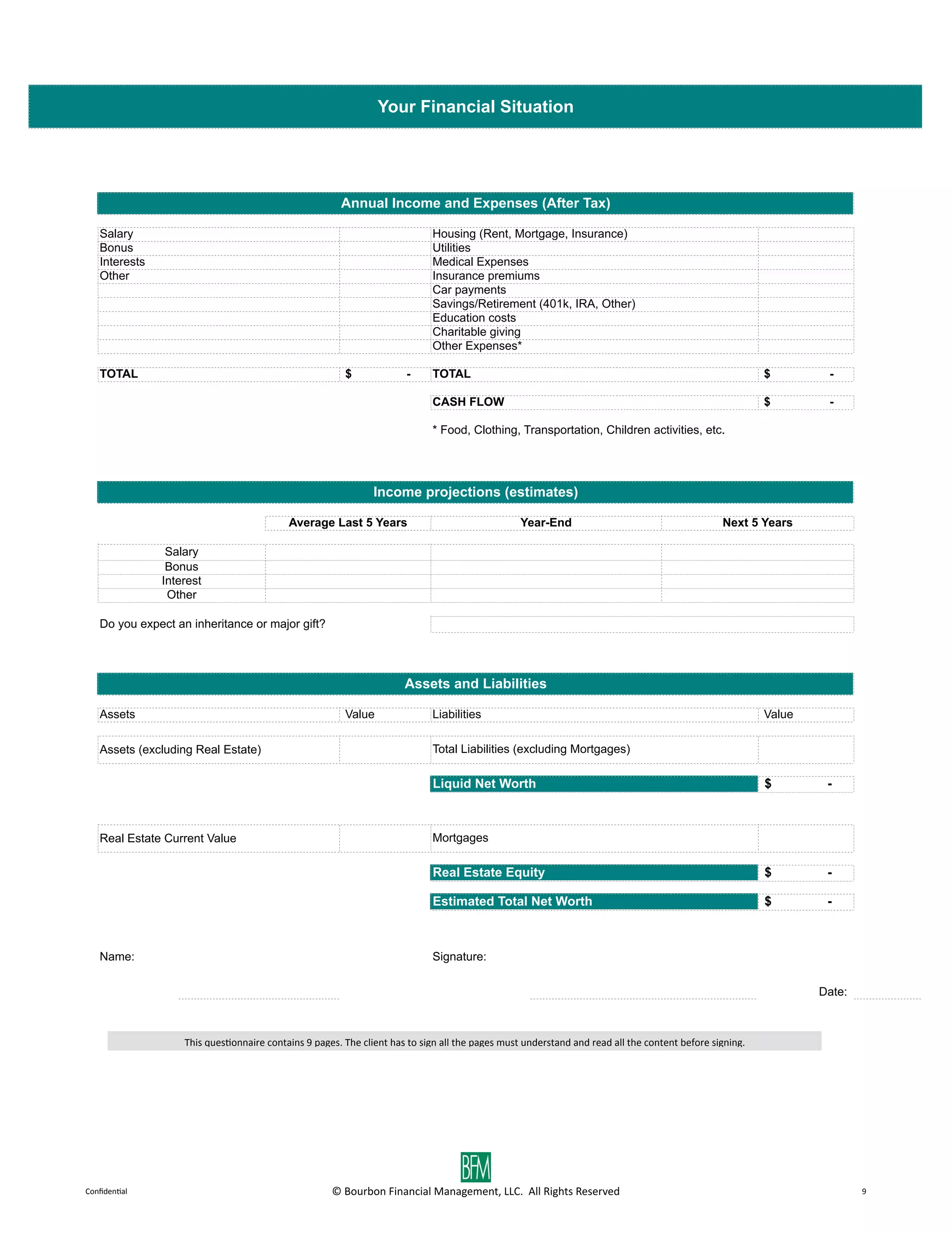 BFM_Questionnaire_2011 | PDF | Stocks and Bonds | Personal Investing