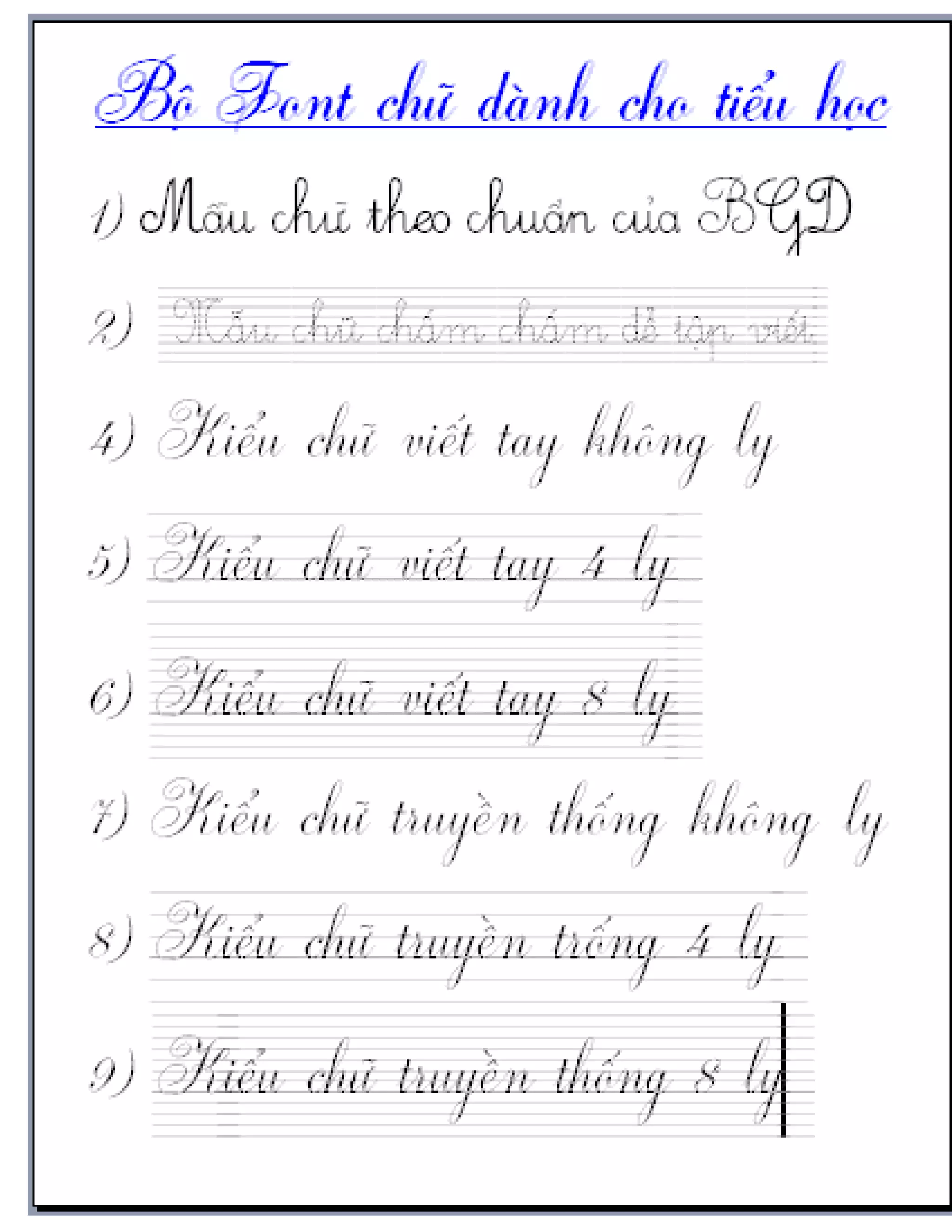 Bộ font chữ d￠nh cho tiểu học | PDF