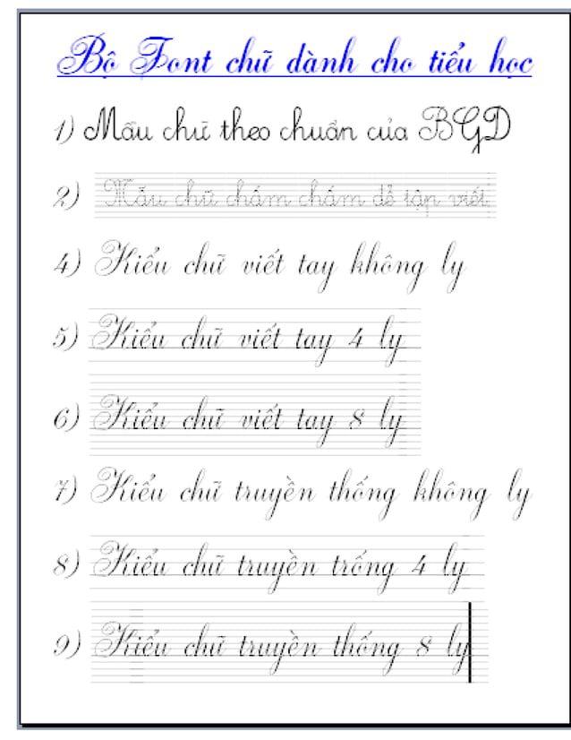 Bộ font chữ d￠nh cho tiểu học | PDF