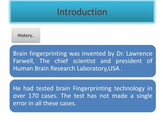 Brain Finger Printing Technology | PPTX