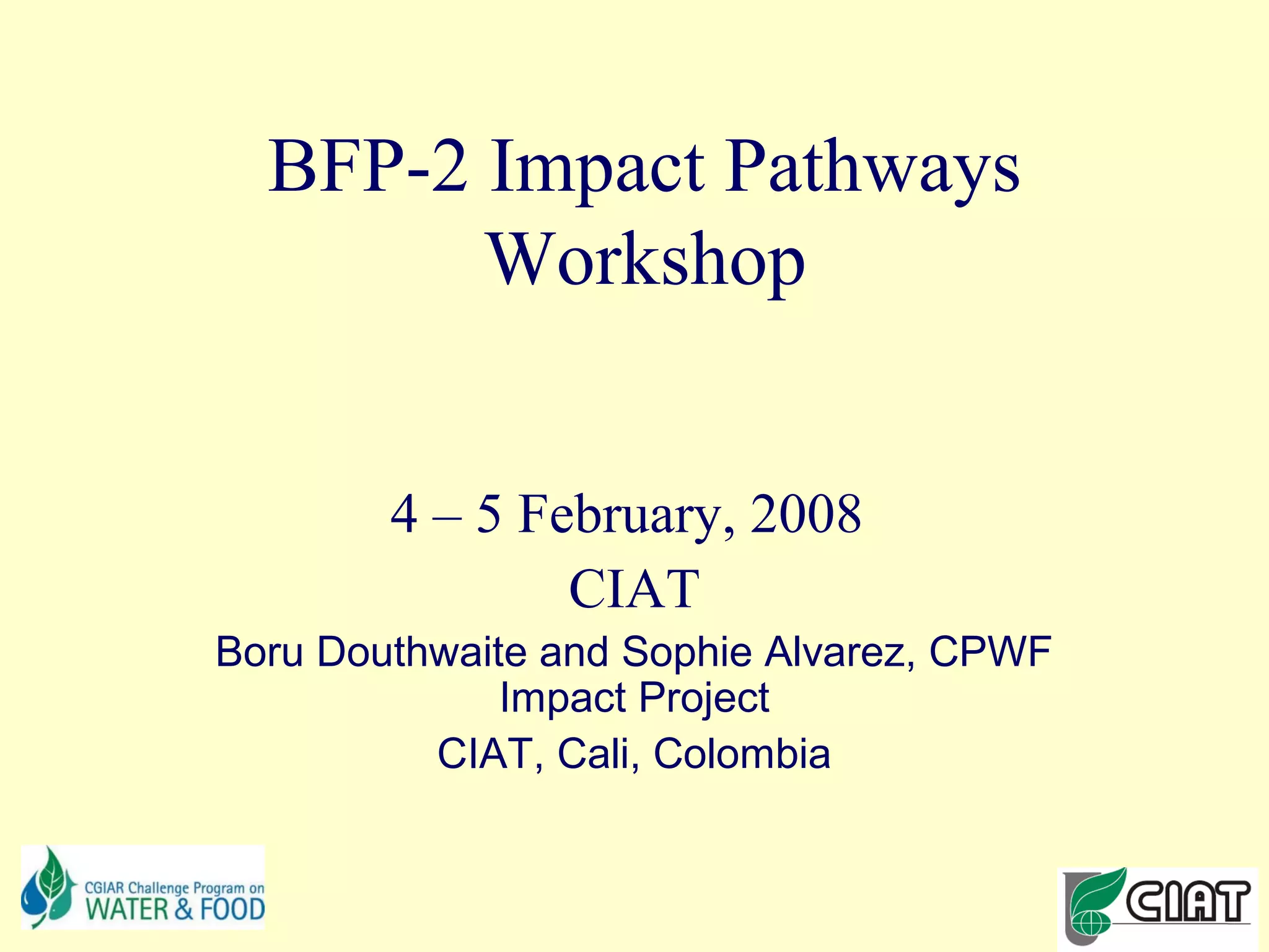 BFP-2 Impact Pathways Workshop | PPT
