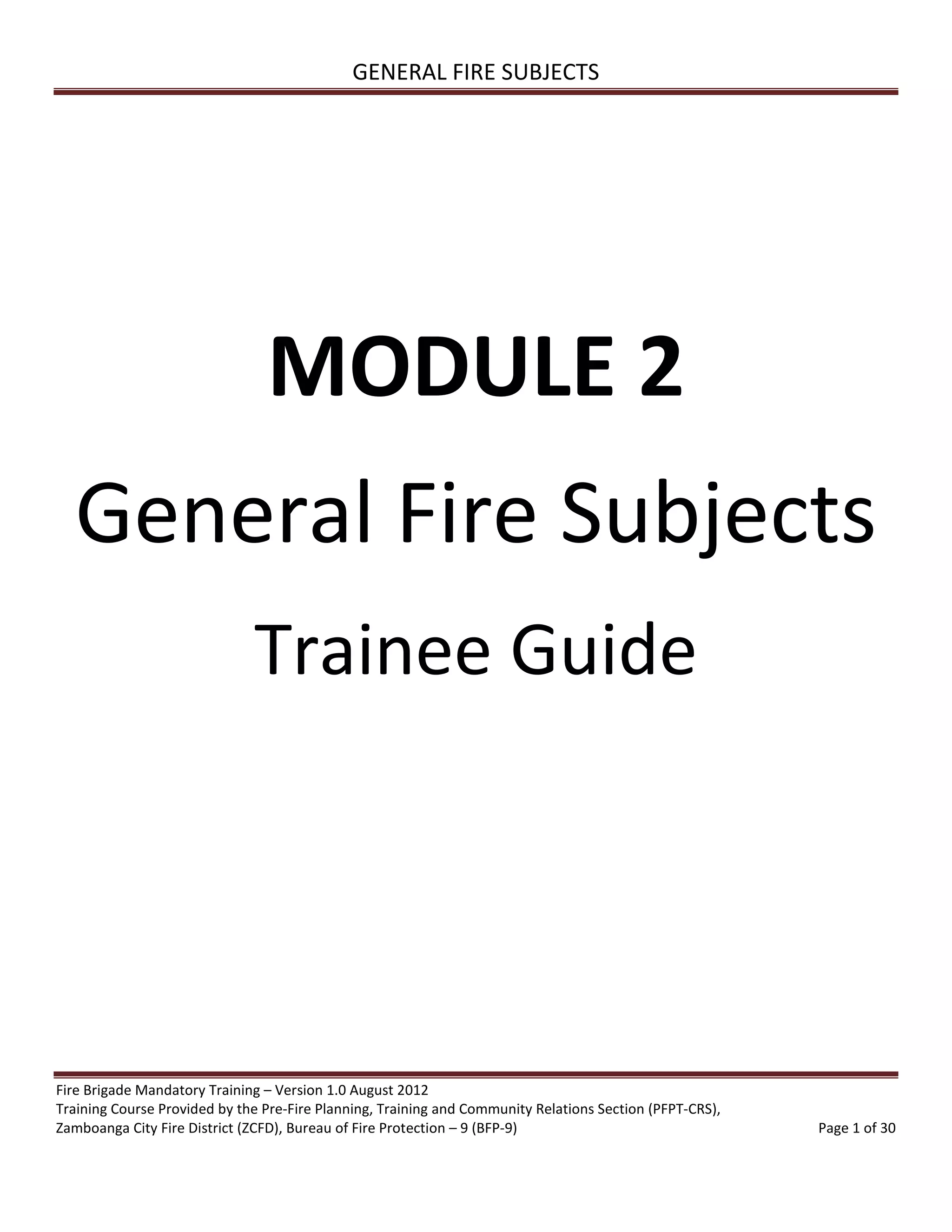 competency training fire brigade trainee guide module 1-5 | PDF