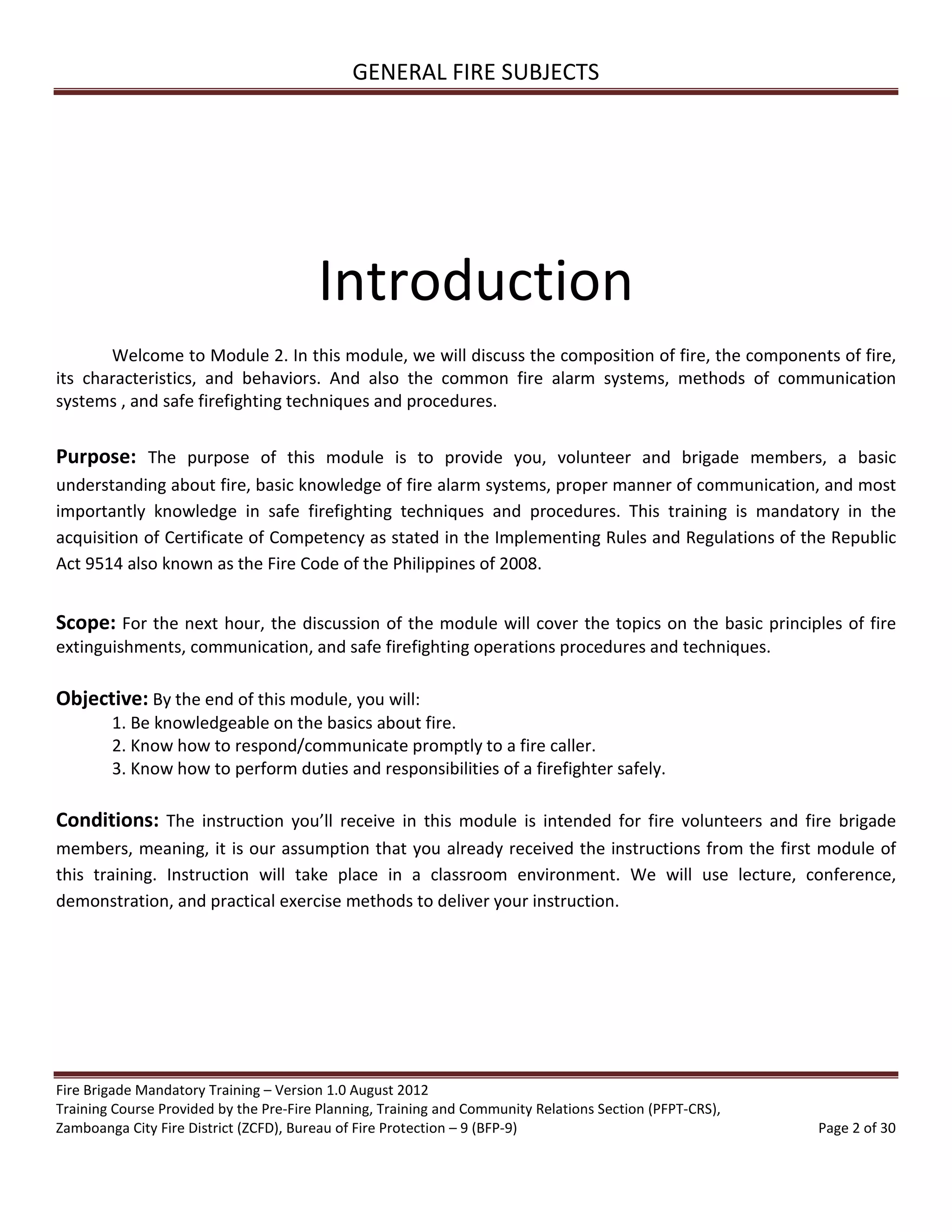 competency training fire brigade trainee guide module 1-5 | PDF