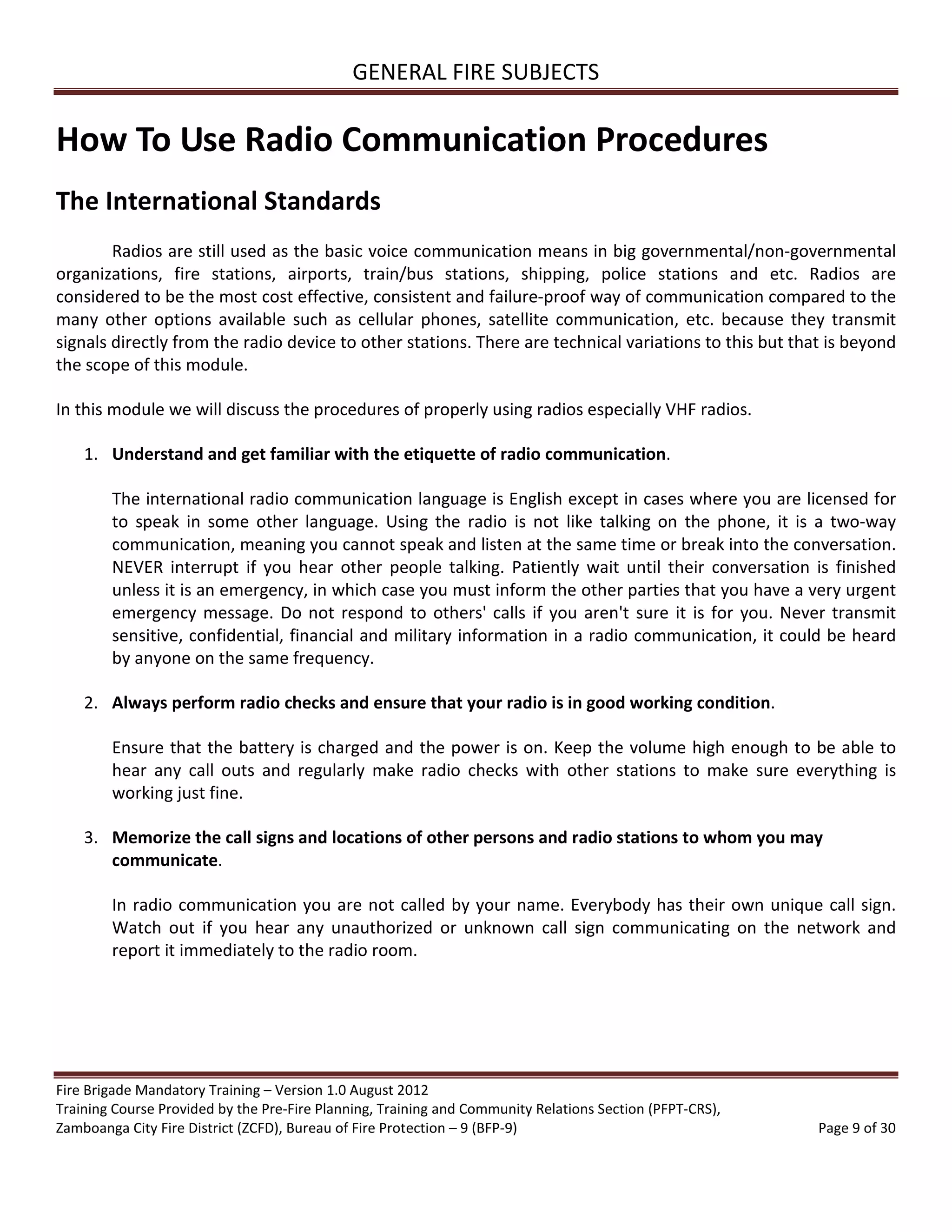 competency training fire brigade trainee guide module 1-5 | PDF