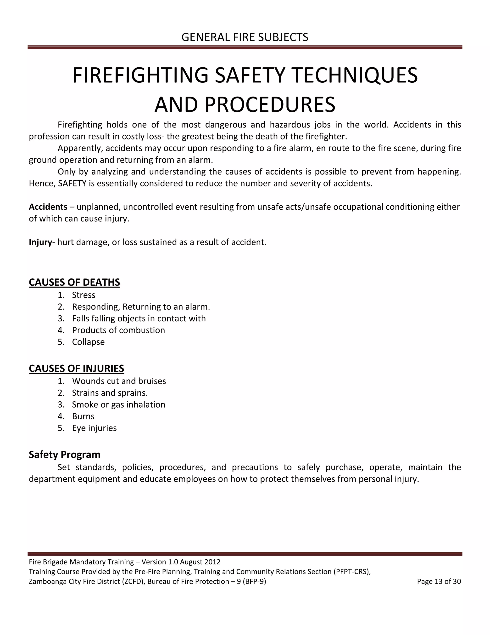 competency training fire brigade trainee guide module 1-5 | PDF