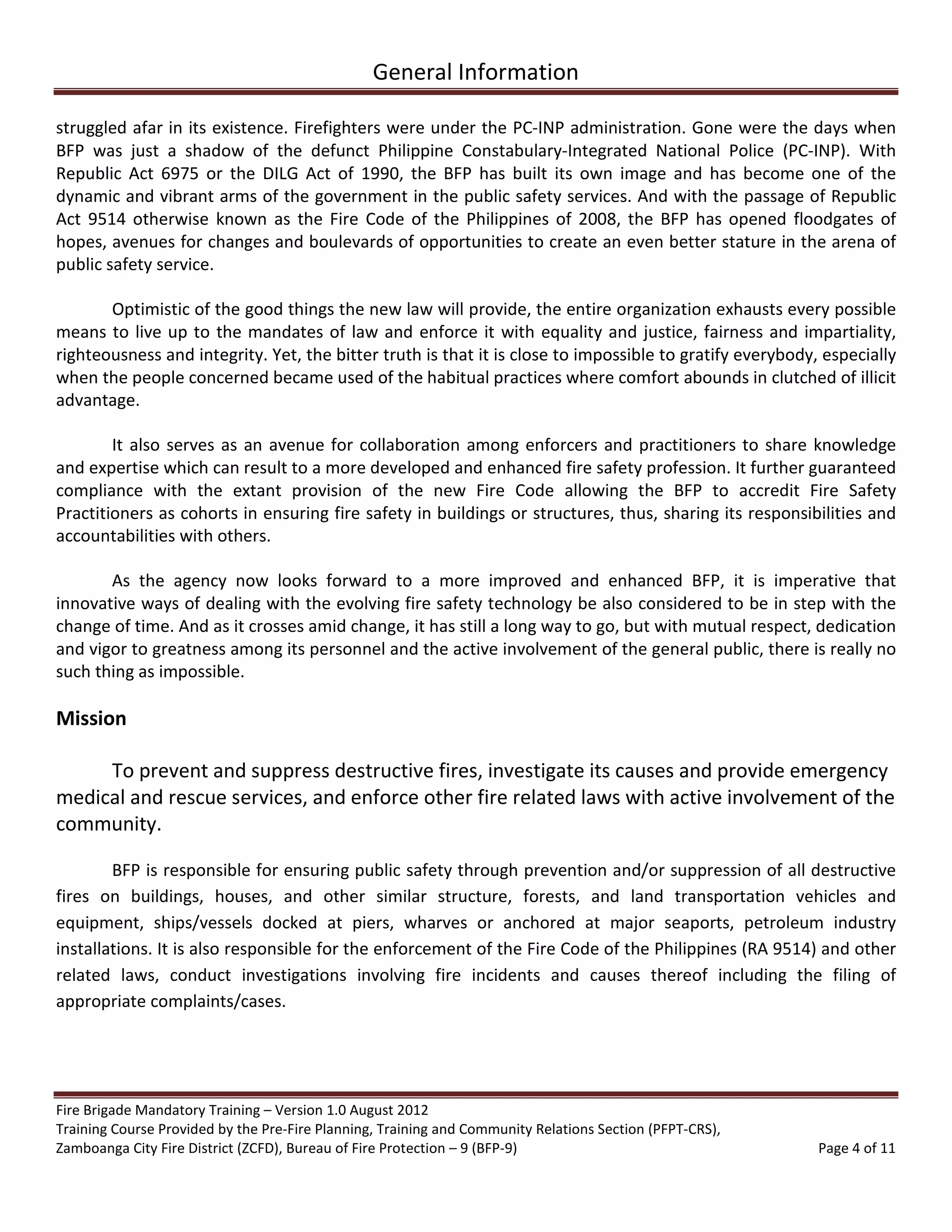 competency training fire brigade trainee guide module 1-5 | PDF