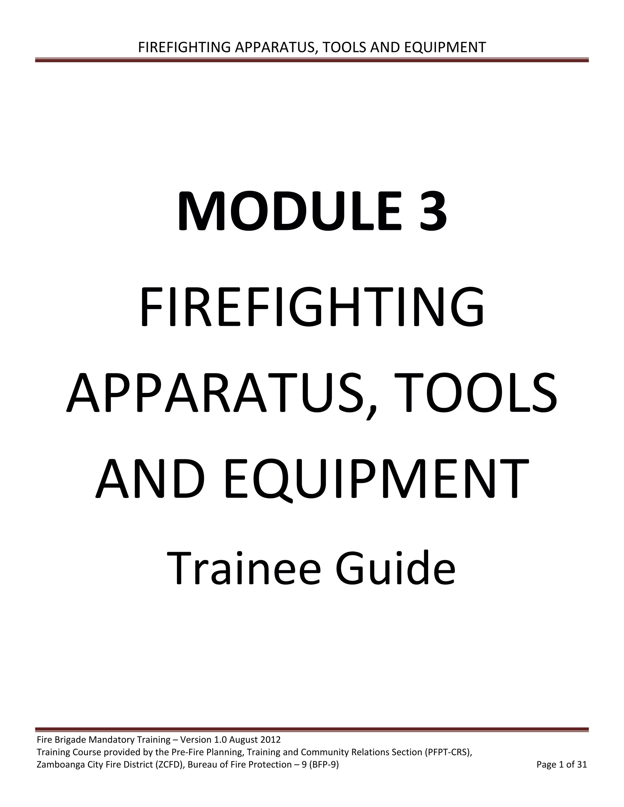 competency training fire brigade trainee guide module 1-5 | PDF
