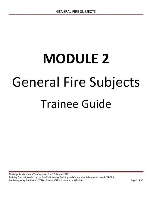 competency training fire brigade trainee guide module 1-5 | PDF