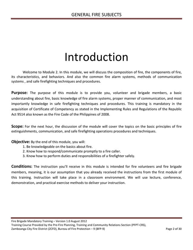 competency training fire brigade trainee guide module 1-5 | PDF
