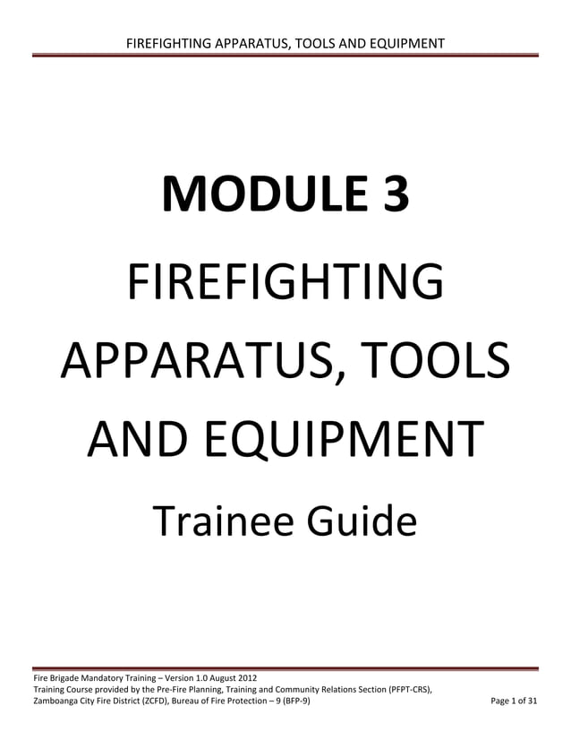 competency training fire brigade trainee guide module 1-5 | PDF
