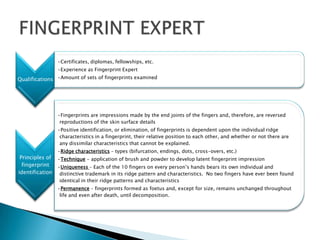 Fingerprint Evidence | PPTX