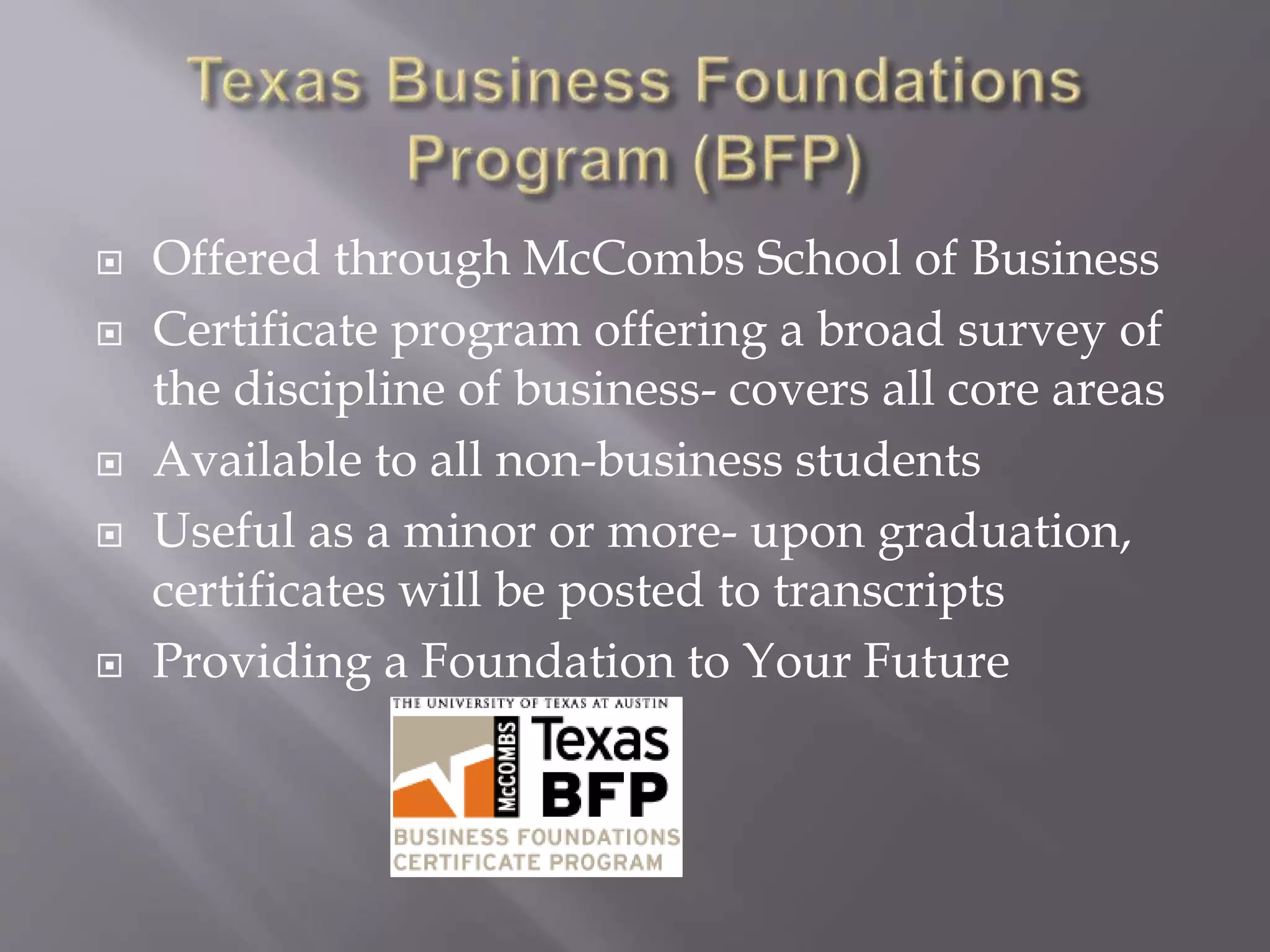 Business Foundations Program | PPTX