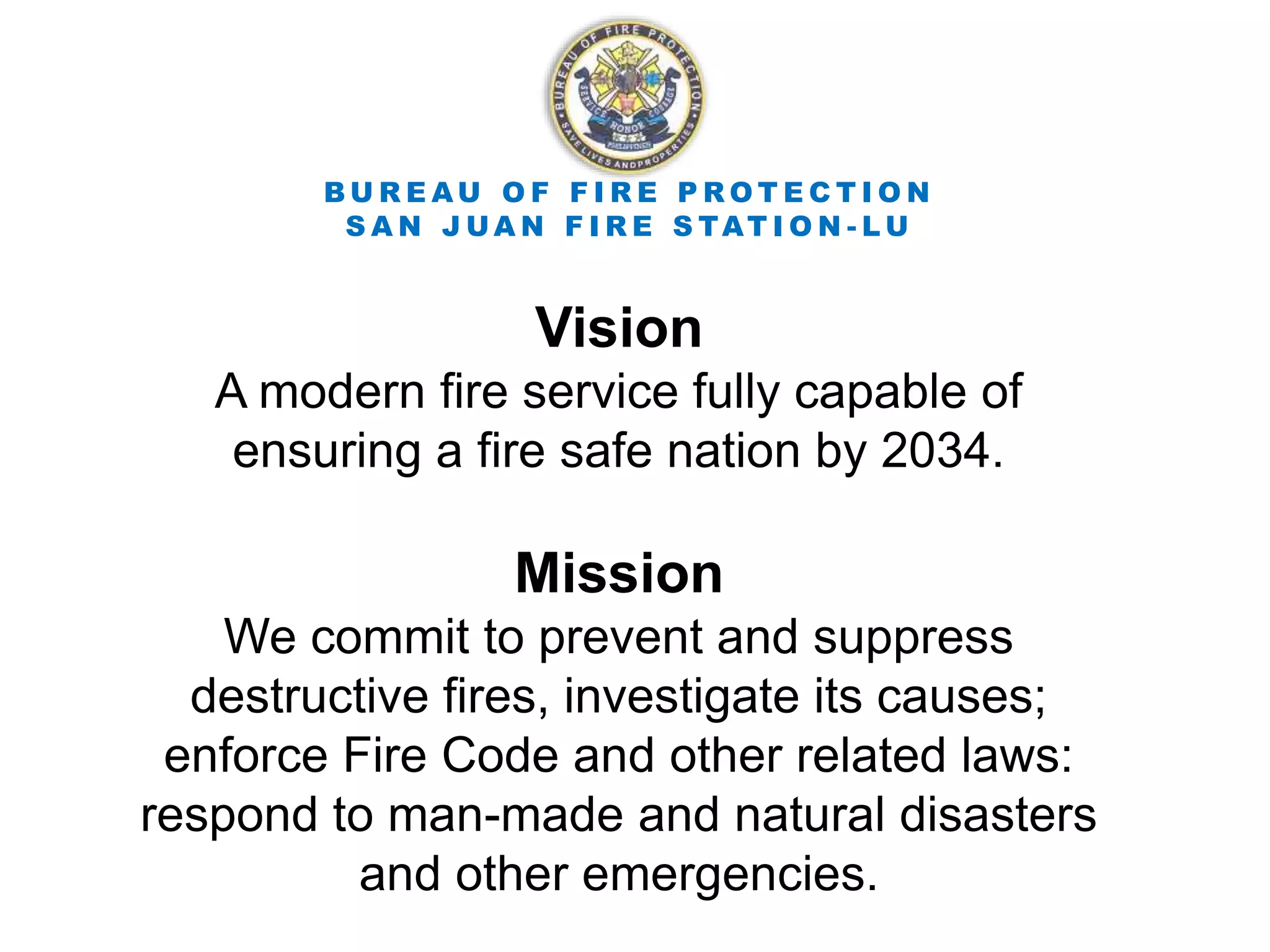 Bfp SAN JUAN-LU fire safety lecture | PPTX