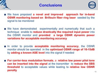 In-band OSNR Monitoring Technique based on Brillouin Fiber Ring Laser | PPT