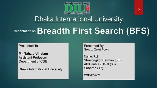Presentation on Breadth First Search (BFS) | PPTX