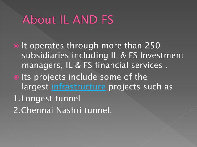 Bfsi presentation on il&fs | PPTX