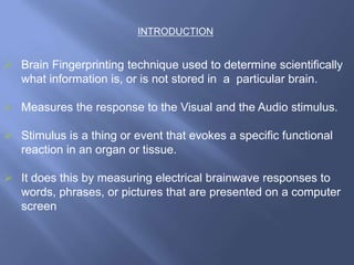 Brain Fingerprinting PPT | PPTX